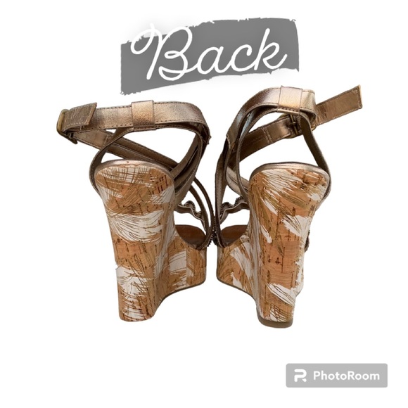 BKE | Shoes | Nib Bke Golden Multi Metallic Sm Vineyard Wedges Size 65 ...